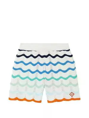 Casablanca Gradient Wave Crochet Knit Shorts - White