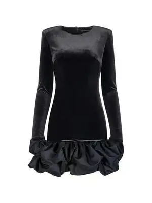 IMROSKA Velvet Ruffled Mini Dress