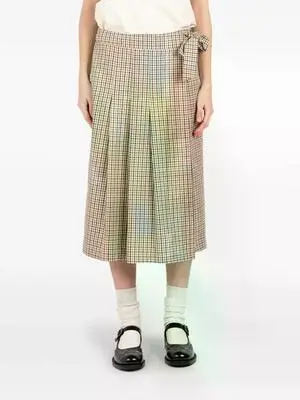 SOCIETE ANONYME Plaid Pleated Kilt Midi Skirt