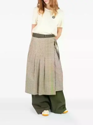 SOCIETE ANONYME Plaid Pleated Kilt Midi Skirt