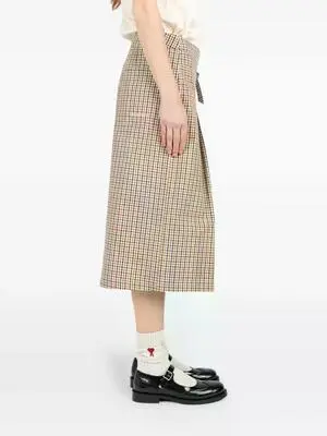 SOCIETE ANONYME Plaid Pleated Kilt Midi Skirt