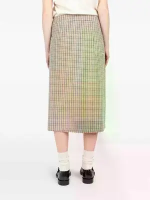 SOCIETE ANONYME Plaid Pleated Kilt Midi Skirt
