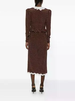 Alessandra Rich Polka-dot Lace-detail Midi Dress