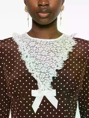 Alessandra Rich Polka-dot Lace-detail Midi Dress