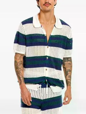 Agua Bendita Striped Open-knit Shorts