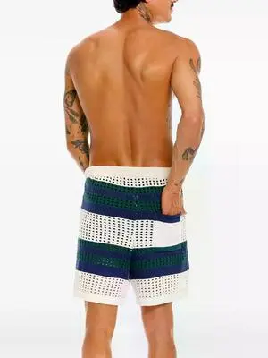 Agua Bendita Striped Open-knit Shorts
