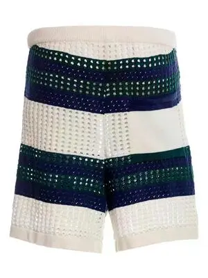 Agua Bendita Striped Open-knit Shorts