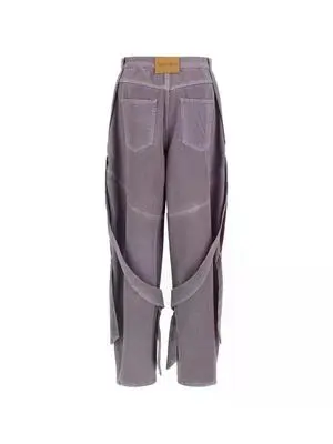 Attico Garment-dyed Jeans With Side Ribbons - Purple