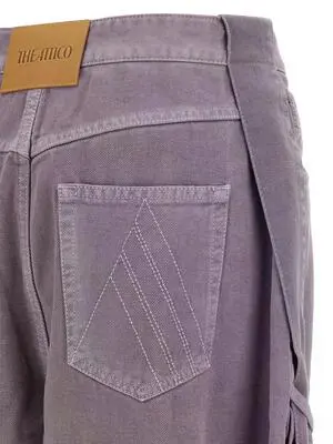 Attico Garment-dyed Jeans With Side Ribbons - Purple