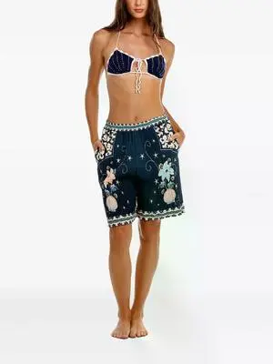 Agua Bendita Floral-print Elastic-waist Shorts