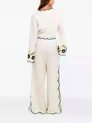 Agua Bendita Embroidered Bell-sleeve Top