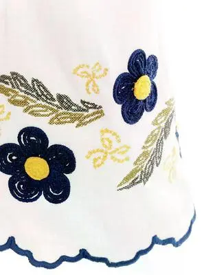 Agua Bendita Embroidered Bell-sleeve Top