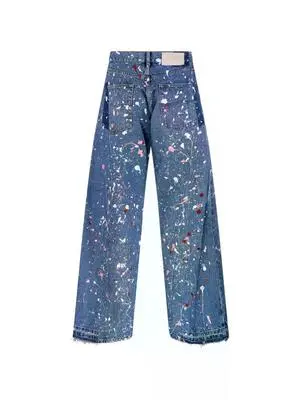 E.L.V. DENIM Splatter-effect Frayed-hem Jeans