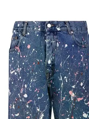E.L.V. DENIM Splatter-effect Frayed-hem Jeans