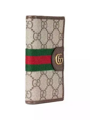 Gucci Ophidia Stripe Card Case Neutrals