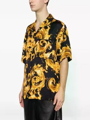 Versace Baroque-print Short-sleeve Shirt - Gold