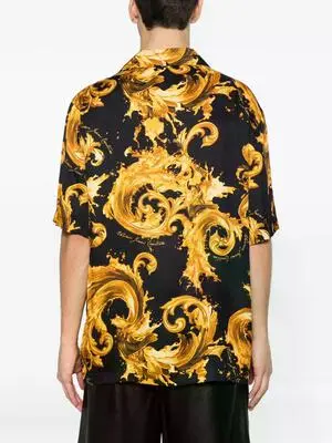 Versace Baroque-print Short-sleeve Shirt - Gold