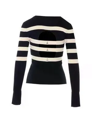 Patrizia Pepe Striped Cut-out Sweater