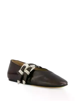 Le Monde Beryl Claudia Leather Ballet Flats - Brown