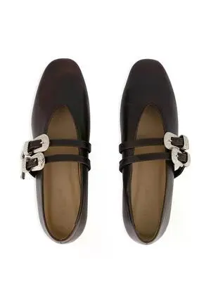 Le Monde Beryl Claudia Leather Ballet Flats - Brown