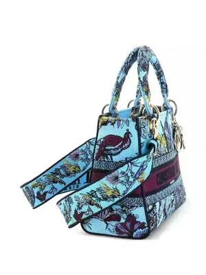 Dior Lady D-lite Embroidered Canvas Medium Satchel - Blue