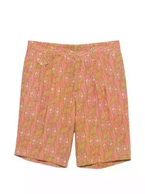 Etro Pleated Paisley Shorts - Orange