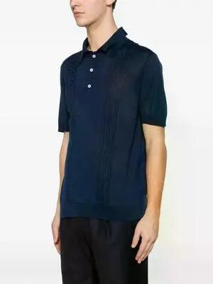 Kiton Short-sleeve Textured Polo Shirt - Blue