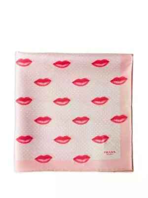 Prada Printed Silk Twill Scarf 55 X 55 - Pink