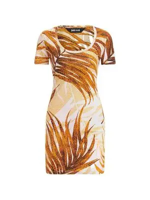 Just Cavalli Palm-print Mini Dress