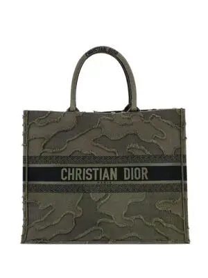 Dior Camouflage Embroidered Canvas Large Book Tote - Green