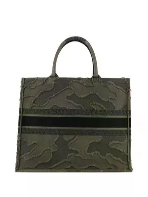 Dior Camouflage Embroidered Canvas Large Book Tote - Green