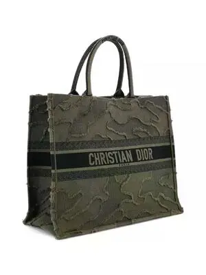 Dior Camouflage Embroidered Canvas Large Book Tote - Green