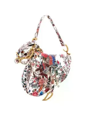 Dior Saddle Handbag With Strap Printed Leather Medium - Multicolour