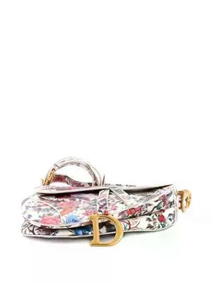 Dior Saddle Handbag With Strap Printed Leather Medium - Multicolour