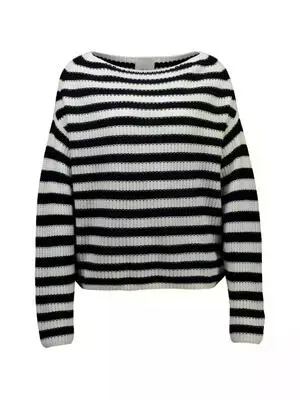 ALLUDE Striped Knit Sweater