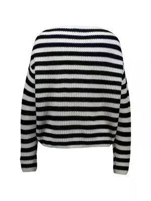 ALLUDE Striped Knit Sweater