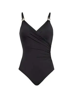 Michael Kors Logo V-neck One-piece Swimsuit - Black