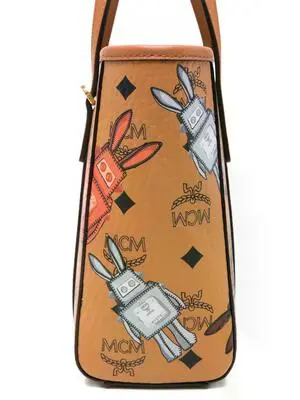 Mcm Toni Robot-motif Tote Bag - Brown
