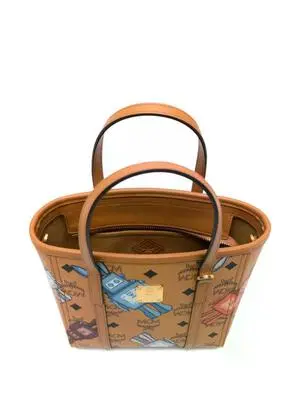 Mcm Toni Robot-motif Tote Bag - Brown