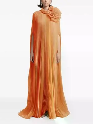 GEMY MAALOUF Draped Flower Maxi Dress - Orange