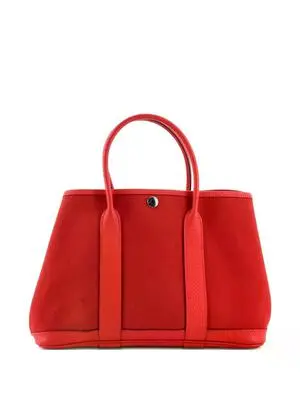 Hermès Garden Party Toile And Leather 30 Tote Bag - Red