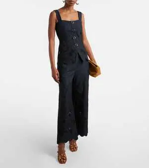 Veronica Beard Mirielle Cotton Chambray Top