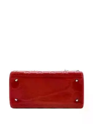 Dior Lady Medium Satchel Cannage Quilt Patent - Red