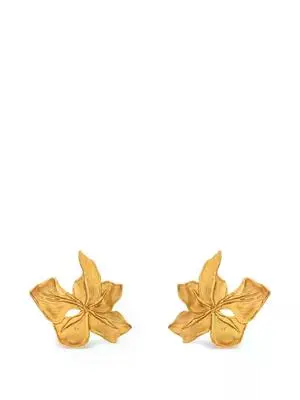 Oscar De La Renta Floral Earrings - Gold