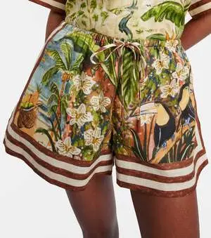 ALEMAIS Toucan Tango Printed Linen Shorts - Multicoloured