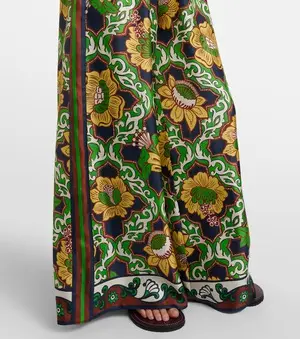 ALEMAIS Liana Printed Silk Satin Palazzo Pants - Multicoloured