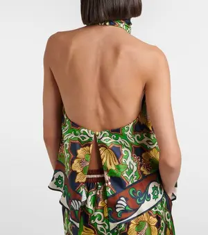 ALEMAIS Liana Printed Silk Satin Top