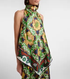 ALEMAIS Liana Printed Silk Satin Top