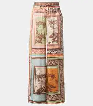 ALEMAIS Alberta Silk Satin Palazzo Pants - Multicoloured