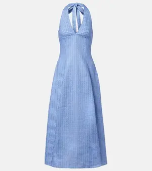 Faithfull The Brand Marais Checked Linen Midi Dress